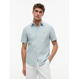 Tommy Hilfiger Herren Kurzarmhemd "HERITAGE OXFORD RF SHIRT S/S", blau, Gr. M, unifarben, Web, Obermaterial: 100% Baumwolle, Hemden, mit