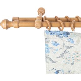 Gardinenstange SN DECO GROUP, L:320cm, braun, Holzwerkstoff, Gardinenstangen, "Ares", 28 mm, Holz, verschiedene L&auml;ngen und Farben, Komplettset