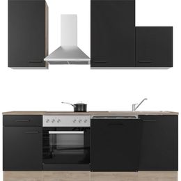 Flex-Well K&uuml;che &raquo;Capri&laquo; mit und ohne E-Ger&auml;ten erh&auml;ltlich, Gesamtbreite 220 cm schwarz B/H/T: 220cm x 234cm x 60cm, ohne E-Ger&auml;te und ohne Einbausp&uuml;le