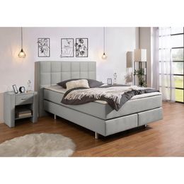 Home Affaire Boxspringbett &raquo;Loomis&laquo; inkl. Topper, wahlweise in H2, H3 oder H4 erh&auml;ltlich grau Microfaser 7-Zonen-Tonnentaschen-Federkernmatratze, 