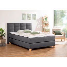 Home Affaire Boxspringbett &raquo;Moulay&laquo; inkl. Topper, in 3 H&auml;rtegraden, TFK auch in H&auml;rtegrad 4 grau Struktur, Liegefl&auml;che B/L: 120cm x 200cm Betth&ouml;he: 
