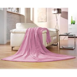 G&ouml;zze Wohndecke &raquo;Memphis&laquo; in tollen Unifarben, Kuscheldecke rosa Polyester B/L: 220cm x 240cm