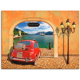 Artland Wandbild &raquo;Kleiner italienischer Hafen&laquo; Auto 1 Stk. tlg. als Leinwandbild, Poster in verschied. Gr&ouml;&szlig;en orange Leinwand B/H/T: 60cm x 45cm, Leinwandbild