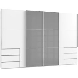 wimex Schwebet&uuml;renschrank &raquo;Level by fresh to go&laquo; mit Glast&uuml;ren und Synchron&ouml;ffnung wei&szlig; B/H/T: 350cm x 236cm x 65cm, Schubladen: 6 Stk. T&uuml;ren: 4 Stk.