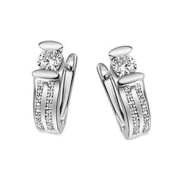 Firetti Damen Paar Creolen &raquo;Schmuck Geschenk Silber 925 Ohrschmuck Solit&auml;r-Optik glitzernd&laquo; mit Zirkonia (synth.) silber 11,9mm, Silber 925 (