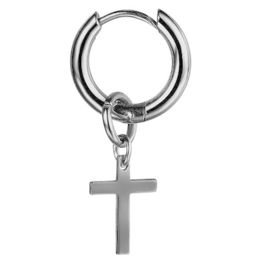 Firetti Damen Single-Creole &raquo;Schmuck Geschenk Ohrschmuck einzeln Kreuz&laquo; Einh&auml;nger abnehmbar schwarz 15mm, Edelstahl