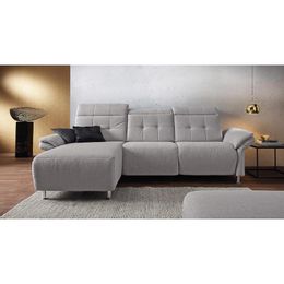 Home Affaire Ecksofa &raquo;Manhattan L-Form&laquo; 2 Sitze mit elektrischer Relaxfunktion, verstellbare Armlehnen grau Kunstleder SOFTLUX ;Flachgewebe (100% 