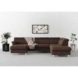Sit & More sit&more Wohnlandschaft &raquo;Marano U-Form&laquo; inklusive Kopfteilverstellung, optional Schlaffunktion & Bettkasten braun 100% Polyester B/H/T: 304cm x 216cm,