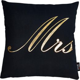 done. Dekokissen &raquo;Stone Mrs&laquo; mit Schriftzug Mrs, Kissenh&uuml;le mit F&uuml;llung, 1 St&uuml;ck gold Baumwolle B/L: 45cm x 45cm, 1 Stk.