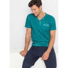 bonprix Herren bonprix Henleyshirt Regular fit, Kurzarm, aus Baumwolle, Fade Out Look gr&uuml;n 44/46 (S)