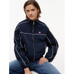 Tommy Jeans Damen Blouson "TJW NYLON PIPING JACKET", blau, Gr. S, kontrastfarbene Details, unifarben, Web, Obermaterial: 100% Nylon. Futter: 100%