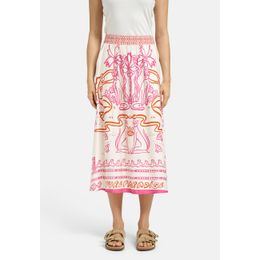 Milano Italy Damen Sommerrock, pink, Gr. 46, bedruckt, Web, Material: 100% Viskose, R&ouml;cke, mit Elastikbund