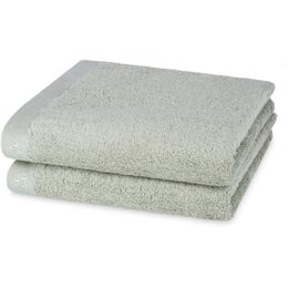 Ross Handt&uuml;cher &raquo;Doubleface, Uni/Streifen&laquo; aus feinster Baumwolle beige Frottier, Baumwolle B/L: 50cmx100cm, 2 Stk., Frottier