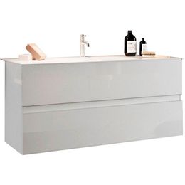 Welltime Waschtisch &raquo;Start, Breite 100 cm, 2 bzw. 3 Schubk&auml;sten&laquo; Badm&ouml;bel, Soft-Close, Keramik-Einsatzbecken, Wei&szlig; Hochglanz Lack wei&szlig; 2 Schubk&auml;sten 