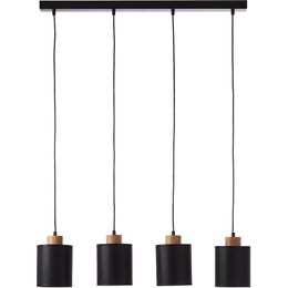 Brilliant Pendelleuchte &raquo;Vonnie&laquo; E27 1 Stk. Stoffschirme, 111cm H&ouml;he, 80 cm Breite, 4 x E27, k&uuml;rzbar, schwarz/holz schwarz 4, 1 Stk.