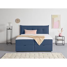 Home Affaire Boxbett &raquo;Kederleicht&laquo; inklusive Bettkasten & Topper, in 4 Breiten und 2 H&auml;rtegraden blau Struktur, Liegefl&auml;che B/L: 160cm x 200cm, 