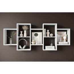 Home Affaire Wandboard &raquo;Wandregal Trio&laquo; 1 Stk. tlg. Stell- oder H&auml;ngeregal, 10 offene F&auml;cher, flexibel montierbar wei&szlig; Holzwerkstoff B/H/T: 160,8cm x 