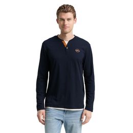 Tom Tailor Herren Tom Tailor Langarmshirt mit Logo Print blau 3XL