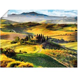 Artland Wandbild &raquo;Toskana von oben&laquo; Bilder von Europa 1 Stk. tlg. als Leinwandbild, Poster in verschied. Gr&ouml;&szlig;en gelb B/H/T: 120cm x 90cm, Poster Bilder von 