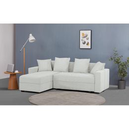 Quelle Ecksofa &raquo;KILLAM, 217 cm, L-Form, mit Schlaffunktion u. Bettkasten&laquo; Schlaffunktion u. Bettkasten, links/rechts, Cord und Webstoff beige 100% Polyester 