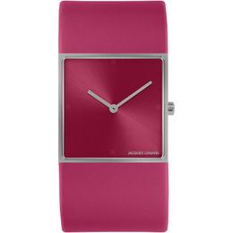 Jacques Lemans Herren Quarzuhr &raquo;Design Collection&laquo; Armbanduhr, Damenuhr, Herrenuhr, geh&auml;rtetes Crystexglas, Lederarmband rot Einheitsgr&ouml;&szlig;e