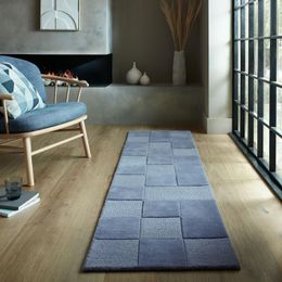 FLAIR RUGS Teppich &raquo;CHECKERBOARD&laquo; rechteckig 10 mm H&ouml;he Hoch-Tief-Effekt, Wohnzimmer, Schlafzimmer blau Wolle B : 120cm 1 Stk., 10mm, L: 170cm