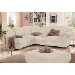 OTTO home Ecksofa &raquo;Amrum L-Form&laquo; wahlweise mit Schlaffunktion und Ottomane links/rechts beige Jacquard ( 100% Polyester );Struktur Blume (100% 