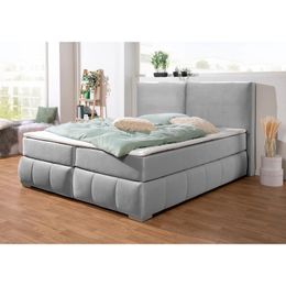 Home Affaire Boxspringbett &raquo;Wehma&laquo; inkl. Topper in 3 verschiedenen Matratzen, auch in Samtstoff silber Struktur fein (100% Polyester) Samtstoff, 