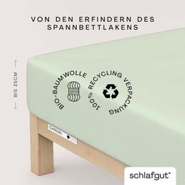 Schlafgut Spannbettlaken &raquo;CASUAL Bettlaken 100% gek&auml;mmte Bio-Baumwolle, 150 g/m&sup2;, Spannbetttuch&laquo; Bettlaken bis 25 cm H&ouml;he, langlebig, weich, Antipilling-