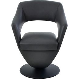 K+w Komfort & Wohnen K+W Komfort & Wohnen Drehstuhl &raquo;Kansas&laquo; () Design Leder-Drehsessel mit hohem Sitzkomfort, Drehteller in schwarz grau B/H/T: 62cm x 87cm x 64cm, Leder 