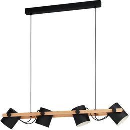 Eglo H&auml;ngeleuchte &raquo;HORNWOOD Pendellampe, Stahl und Holz, E27, Esstischleuchte, Lampe&laquo; E27 1 Stk. H&auml;ngeleuchte, L110 x B18 x H110 cm, schwarz, creme, 
