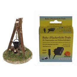 Krippen-Zubeh&ouml;r &raquo;Lagerfeuer mit Beleuchtung und Flacker-Ruhelicht, Weihnachtsdeko&laquo; braun Holzwerkstoff, Kunststoff B/H/T: 12cm