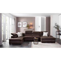 OTTO home Wohnlandschaft &raquo;Alberto U-Form&laquo; mit Kopfteilverstellung, wahlweise mit Schlaffunktion braun 100% Polyester;Microfaser in Antiklederoptik (