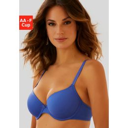 Lascana Damen Schalen-BH "T-Shirt-BH, B&uuml;gel-BH, Ela - perfect basic", Gr. 70, blau, Microtouch, Obermaterial: 82% Polyamid (TACTEL), 18% Elasthan
