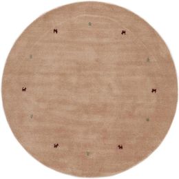 CarpetFine Wollteppich &raquo;Gabbeh Uni, auch als L&auml;ufer und Rund erh&auml;ltlich&laquo; rund 15 mm H&ouml;he reine Wolle, handgewebt, Gabbeh Loom Tiermotiv, gro&szlig;e 