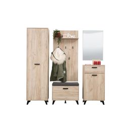 Home Affaire Garderoben-Set &raquo;Umbria, Flurm&ouml;bel, Dielenm&ouml;bel, Breite 175 cm, in Grau Eiche&laquo; Komplett-Set, 5-st, 5 Stk. tlg. grau Holzwerkstoff, 
