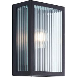 OTTO home Au&szlig;en-Wandleuchte &raquo;Gerrin - Au&szlig;enleuchte&laquo; E27 1 Stk. Riffelglas, E27, IP44, Metall/Glas, schwarz, Wandlampe, Outdoor, Lampe schwarz 1, H: 