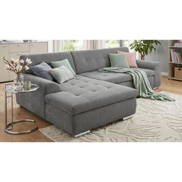DOMO collection Ecksofa &raquo;TREVISO viele Bez&uuml;ge, auch in Cord, L-Form, 267x178 cm&laquo; mit Bettfunktion, inkl. Zierkissen, Unser Dauertiefpreis grau 100% 