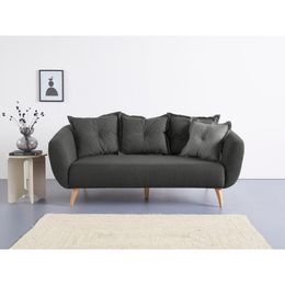 Home Affaire 2,5-Sitzer &raquo;Baggio modern und romantisches Design, bequem&laquo; Zierkissen inklusive grau B/H/T: 196cm x 80cm x 103cm, Struktur fein
