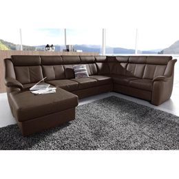 Sit & More sit&more Wohnlandschaft &raquo;Basel U-Form&laquo; wahlweise mit Relaxfunktion braun Luxus-Microfaser Altara Nubuck (100% Polyester);Kunstleder SOFTLUX ;