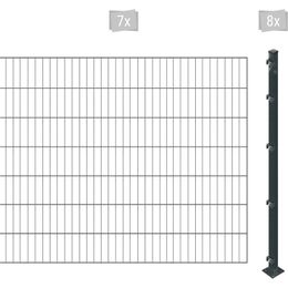Arvotec Einstabmattenzaun &raquo;ESSENTIAL 140 zum Einbetonieren&laquo; Zaunh&ouml;he 140 cm, Zaunl&auml;nge 2 - 60 m grau Kunststoff, Stahl H/L: 140cm x 14m, Pfosten: 8 Stk.