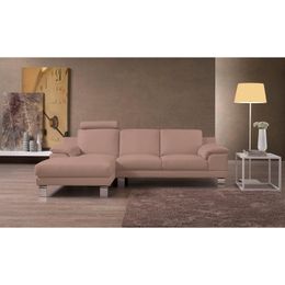 Egoitaliano Ecksofa &raquo;Shakira, Design & Sitzkomfort auf hohem Niveau, Breite 236cm, L-Form&laquo; mit Recamiere, L-Form, edle F&uuml;&szlig;e rosa Leder &raquo;BULL&laquo; (echtes Rindsleder).