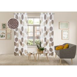 OTTO home Gardine &raquo;BELEM&laquo; &Ouml;sen 1 Stk. tlg. 1 Schal, Polyester, Kreise braun Polyester, Polyester 145cm, &Ouml;sen, 140cm