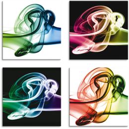 Artland Leinwandbild &raquo;Aufeinanderprallen von Farben&laquo; Gegenstandslos 4 Stk. tlg. 4er Set, verschiedene Gr&ouml;&szlig;en bunt Leinwand, MDF B/H/T: 30cm x 30cm, 