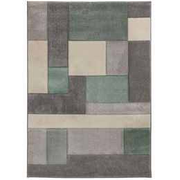 FLAIR RUGS Teppich &raquo;Cosmos mit Hoch-Tief-Effekt&laquo; rechteckig 12 mm H&ouml;he Patchwork Design, mehrfarbig, Wohnzimmer, Schlafzimmer gr&uuml;n Kunstfaser B : 