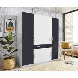 Priess Kleiderschrank wahlweise mit Kranzbeleuchtung schwarz Holzwerkstoff B/H/T: 185cm x 193cm x 55cm, Schubladen: 2 Stk. ohne Kranzbeleuchtung