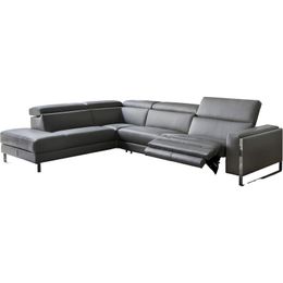 Calia italia Ecksofa &raquo;Pier, Design und erstklassiger Sitzkomfort im Einklang, L-Form&laquo; mit elektrischer Relaxfunktion, in hochwertigem Lederbezug grau 