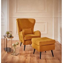 Home Affaire Sessel &raquo;Sallito, Ohrensessel, TV-Sessel&laquo; f&uuml;r Wohnzimmer, auch in Samtcord gelb Struktur Hahnentritt (67% Polypropylen, 33% Polyester);