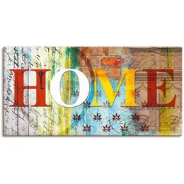 Artland Leinwandbild &raquo;Buntes Zuhause&laquo; Spr&uuml;che & Texte 1 Stk. tlg. auf Holzrahmen gespannt bunt Leinwand B/H/T: 100cm x 50cm, Leinwandbild Spr&uuml;che & Texte, 1 
