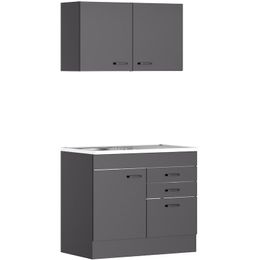 Optifit Pantryk&uuml;che &raquo;OPTImulti&laquo; Breite 100 cm, Tiefe 60 cm, mit Sp&uuml;lenauflage grau B/H/T: 100cm x 210cm x 60cm, ohne E-Ger&auml;te